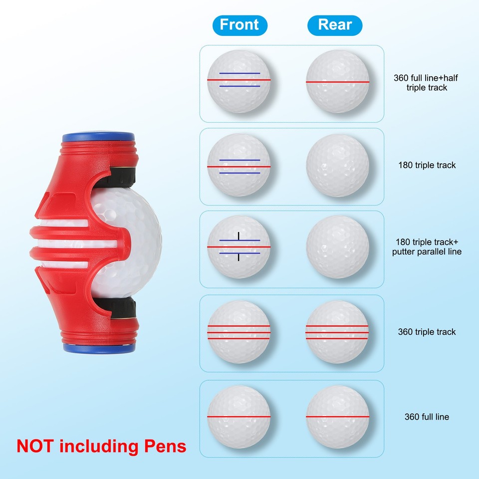 Golf Ball Marker Stencil 360°Triple Line Alignment Tool Red/Blue | eBay UK