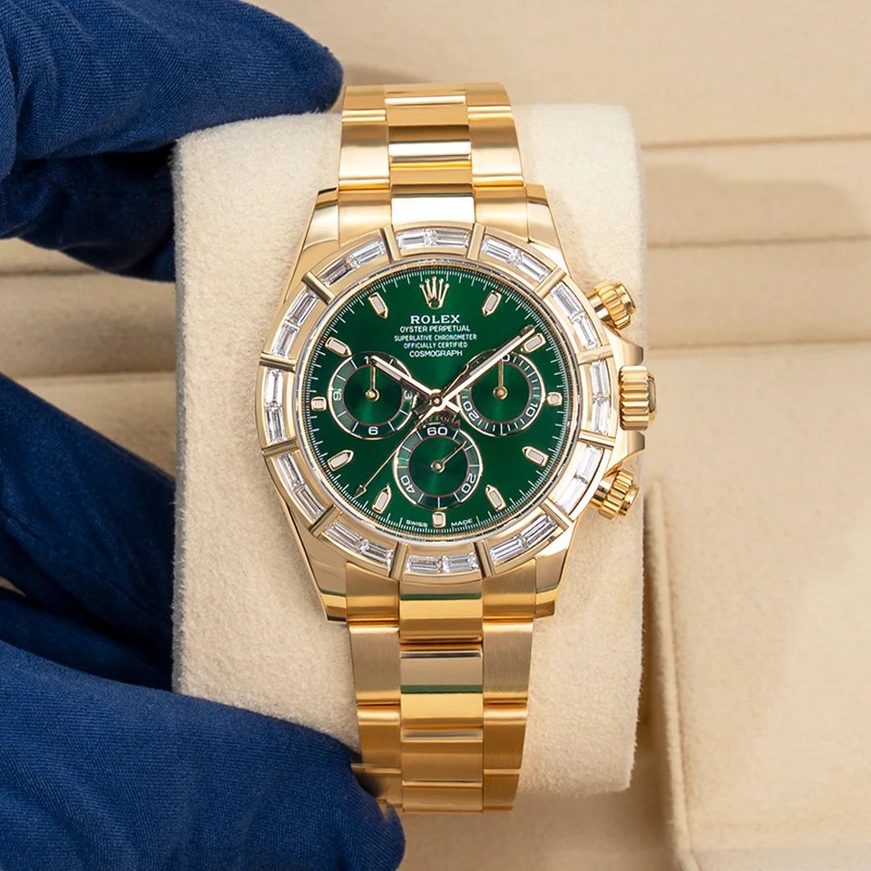 Rolex Daytona Watch 40MM Green Index Hour Markers Dial Yellow Gold | eBay