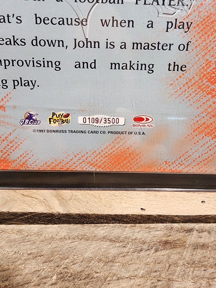 1997 Studio Red Zone Masterpieces John Elway #8 Broncos 8x10 109/3500 ...