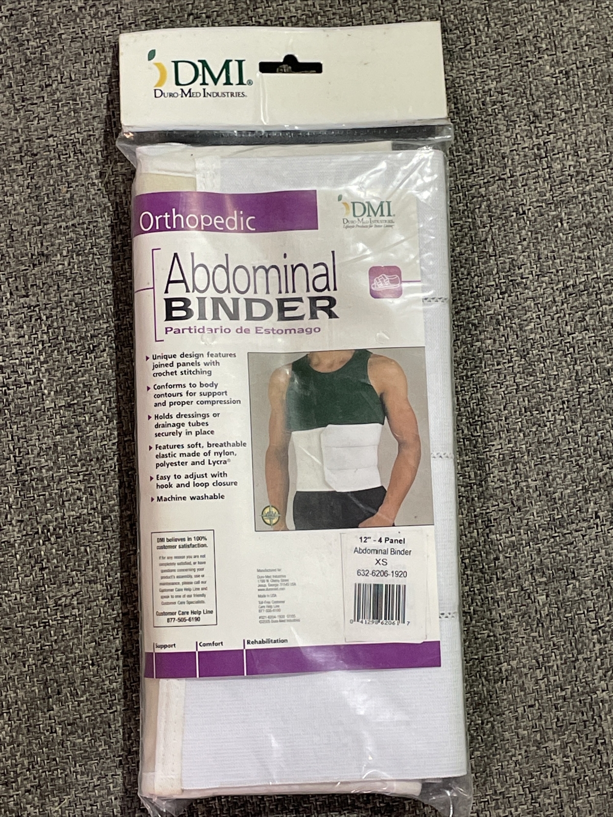 Orthopedic Binder - 12”-Size XS-4 Panel Compression Support-White-FREE ...