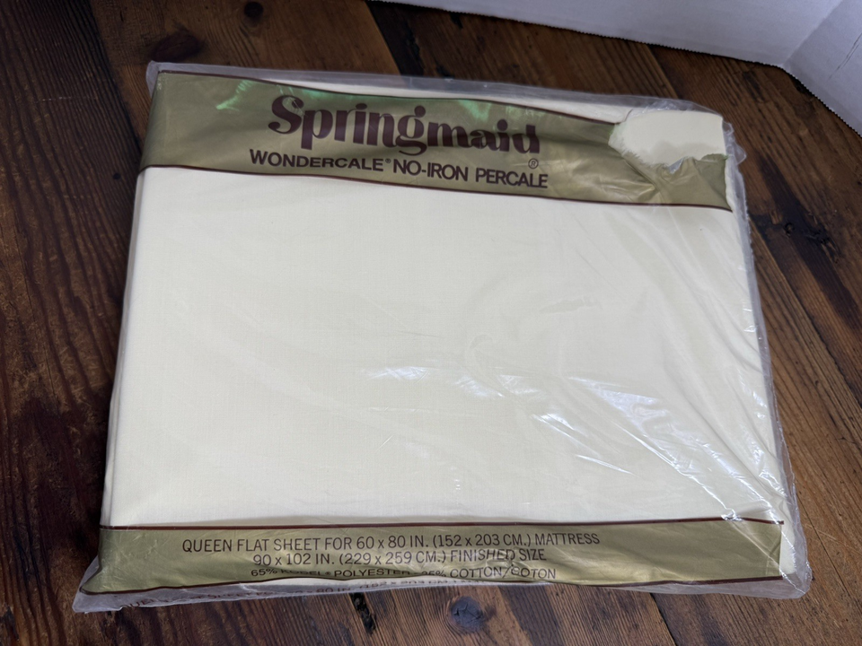 Springmaid Wondercale No Iron Percale (2) Queen Flat Sheet 60x80 Yellow ...