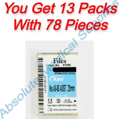 *78-Pieces* Kerr K-Files Hand Files Size-45-80 ASST Length 25mm 61395 ...