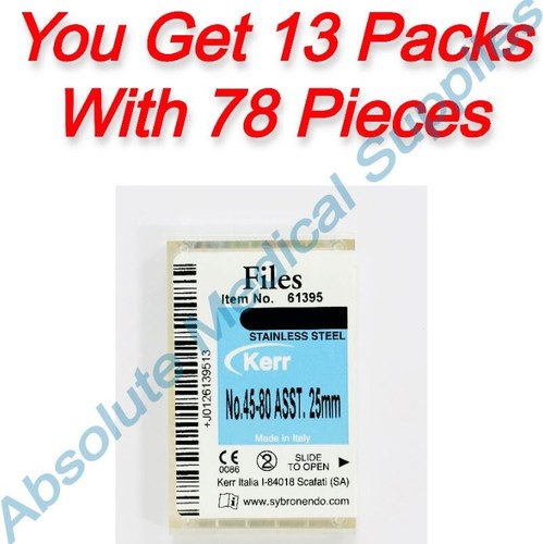*78-Pieces* Kerr K-Files Hand Files Size-45-80 ASST Length 25mm 61395 ...