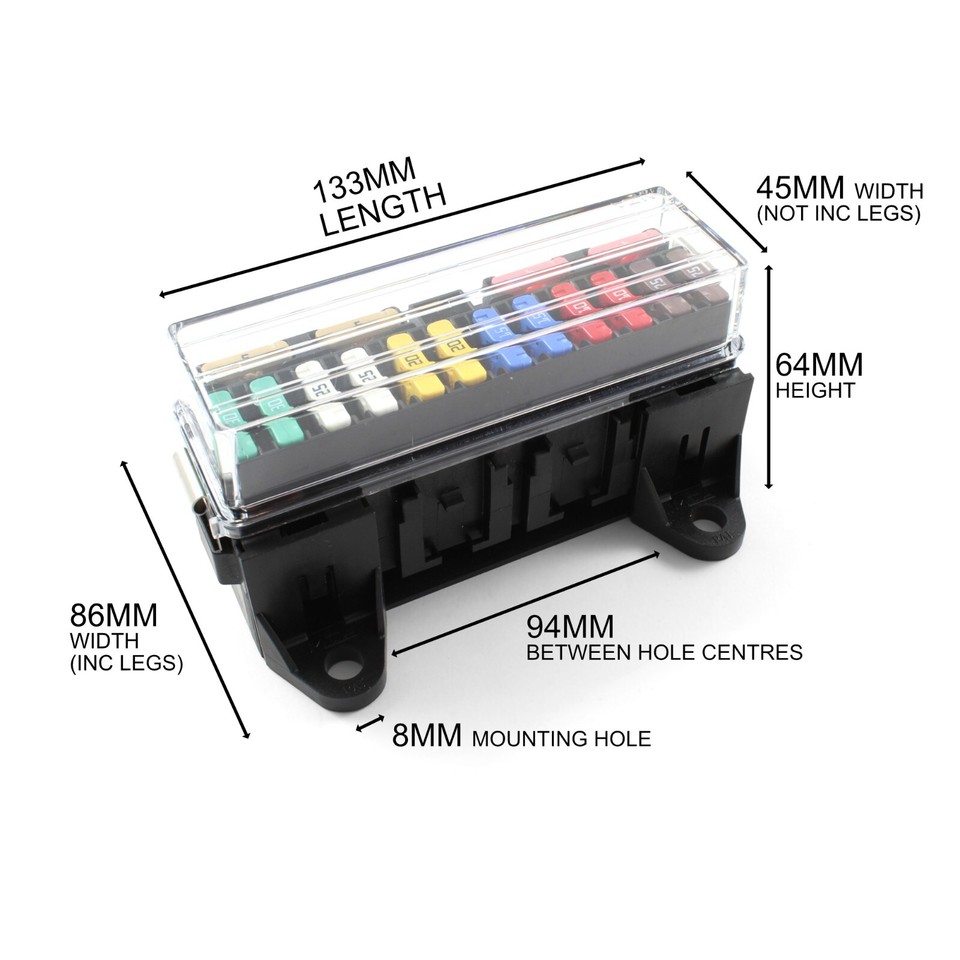 Fuse Box 16 Way for Standard Blade Fuses ATO Holder / Block 12v / 24v ...