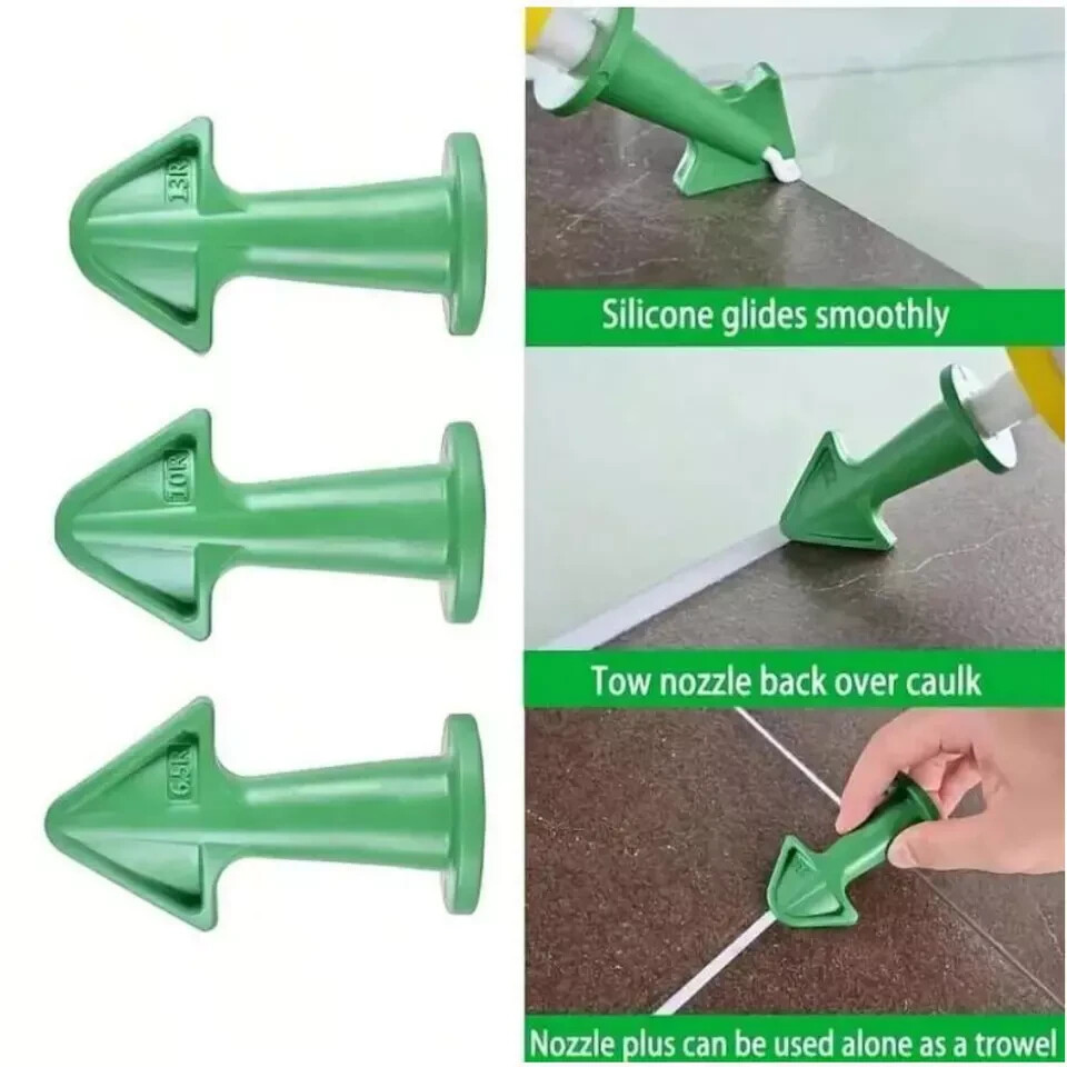 3pcs Caulking Nozzle, Silicone Spreader & Scraper, Sealant Grout Caulk ...