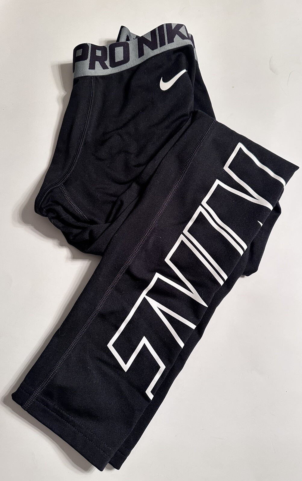 Black Nike Pro Compression LOGO Athletic Leggings Ni… - Gem