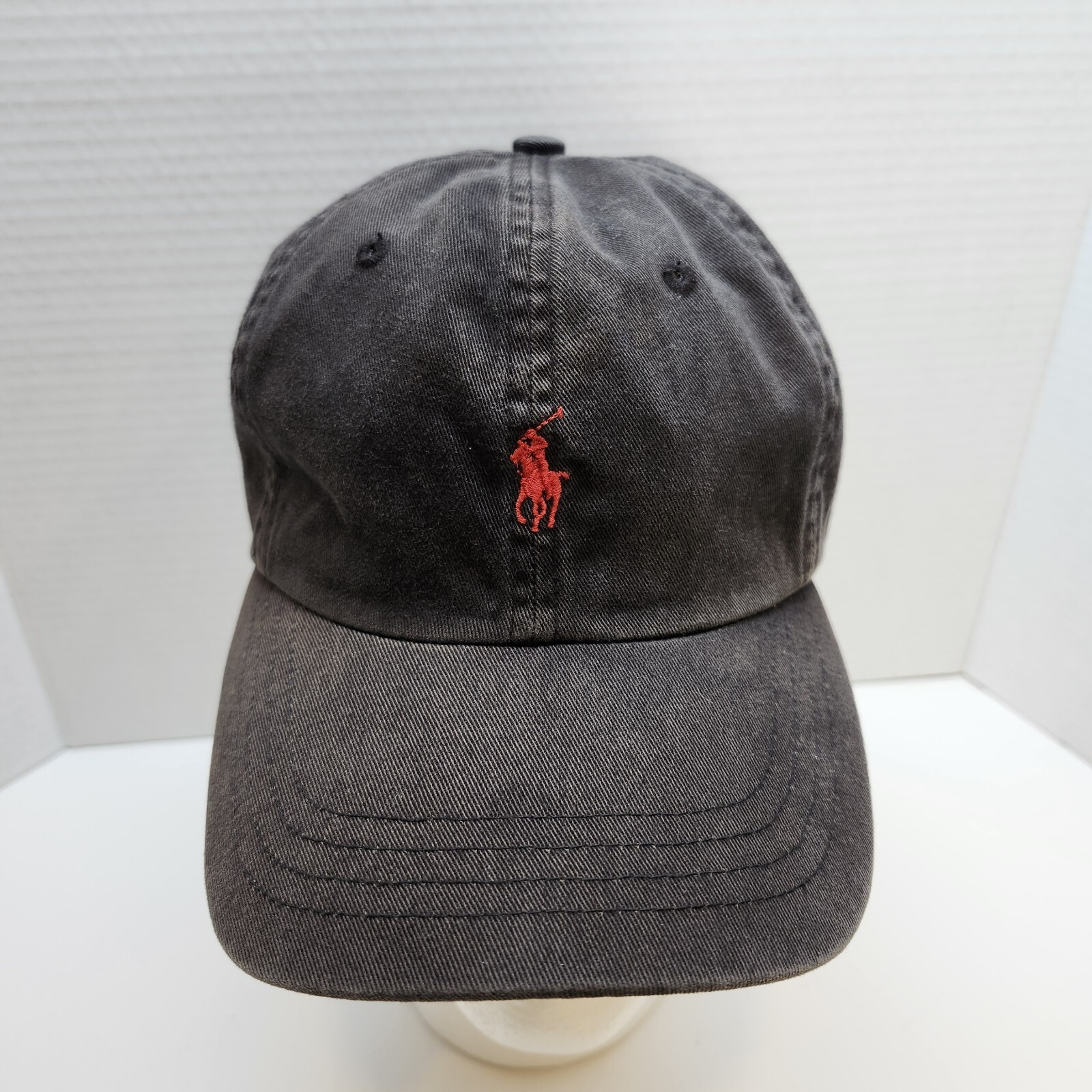 Vintage Polo Ralph Lauren Adjustable Hat Strap Back Weathered Black Red ...