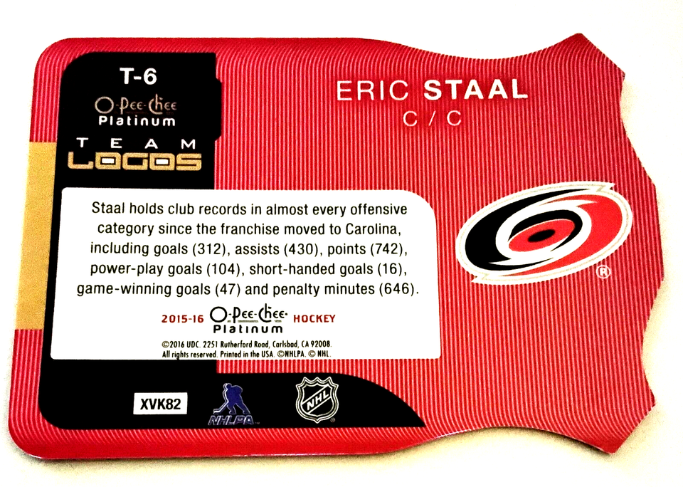 2015-16 ERIC STAAL Team Logos Carolina Hurricanes #T-6 O Pee Chee ...