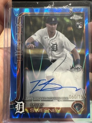 2025 Topps Chrome Trey Sweeney RA-TS RC On Card Auto /150 Blue Raywave ...