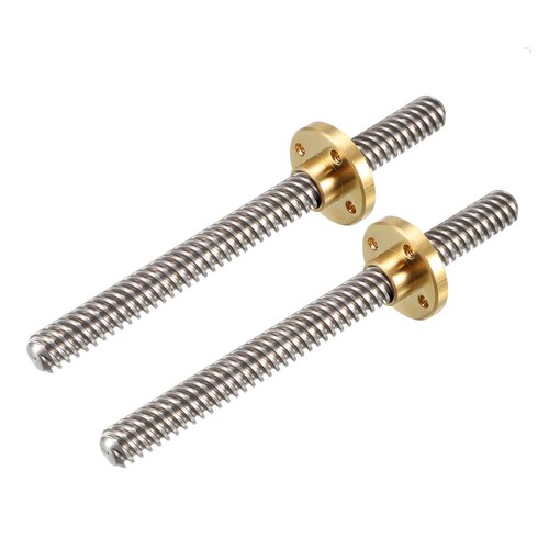 2PCS 4 inche T8 Pitch 8mm Lead 8mm Lead Screw Rod with Copper Nut for ...