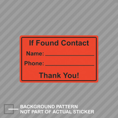 Orange If Found Contact Sticker Decal Vinyl waterproof lost found kayak ...