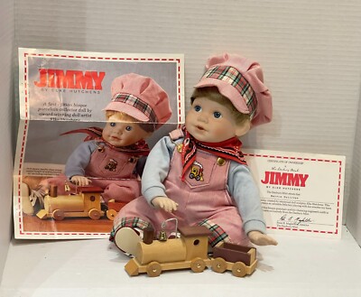 Danbury Mint Jimmy Toddler Porcelain Doll 9" Boy with Wooden Train 1990 ...