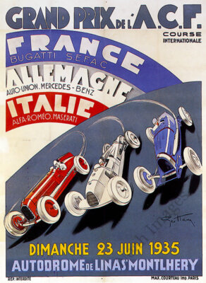 Grand Prix ACF French German Italian Automobiles vintage race poster ...