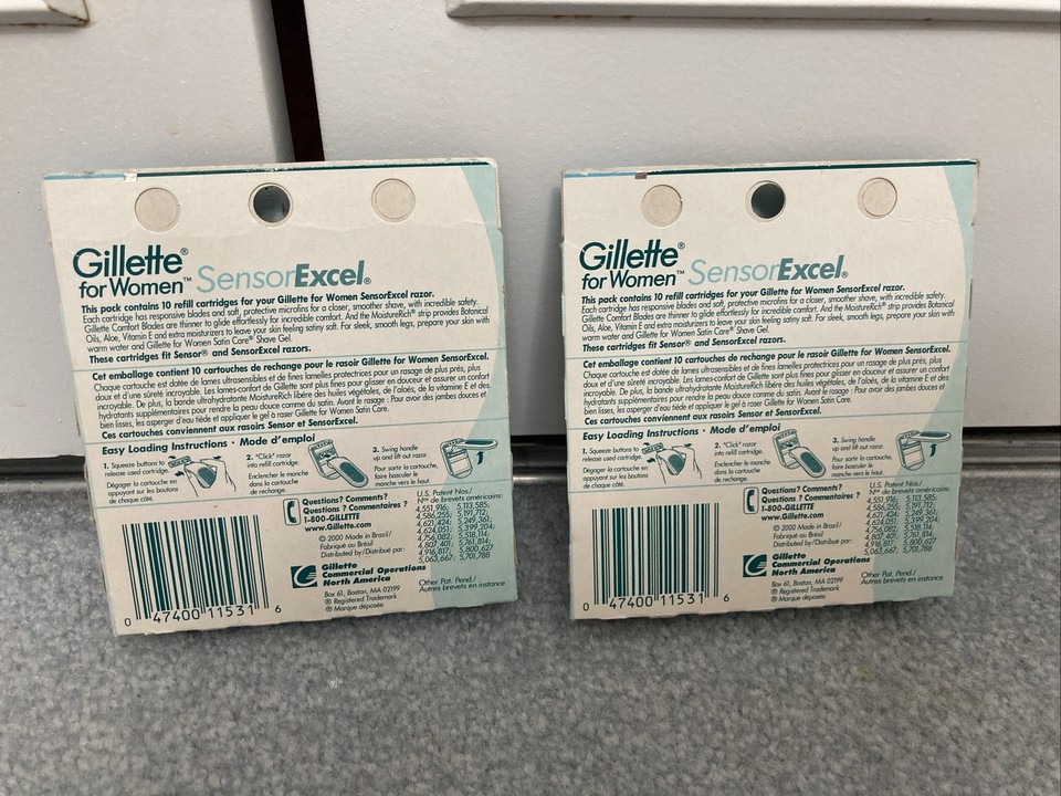 10 Gillette Sensor EXCEL WOMEN'S Shaver Razor Blade Refill Cartridges ...