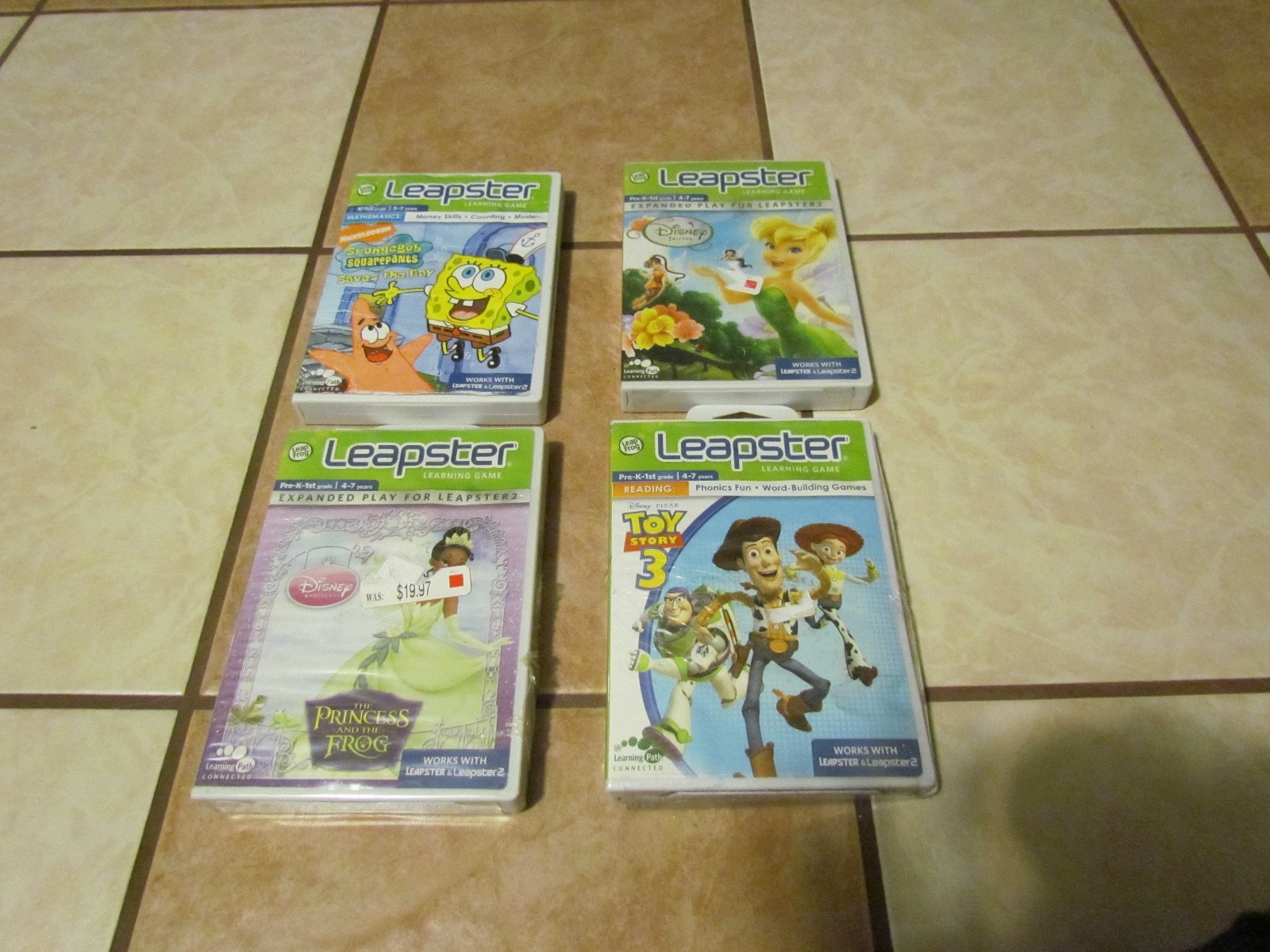 LEAP FROG LEAPSTER LOT 4 LEAPSTER 2 DISNEY TOY STORY SPONGEBOB LEARNING ...