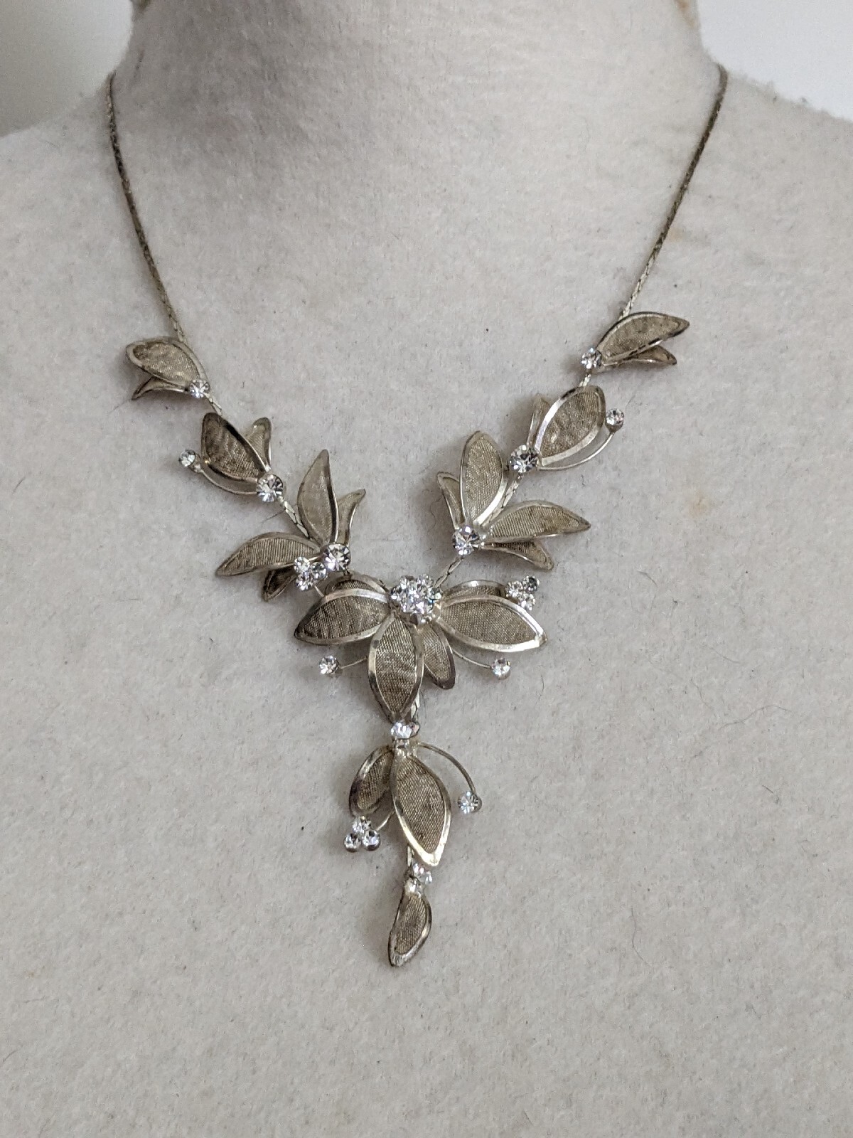 Vintage Christina Collection Necklace Silver tone Mes… - Gem