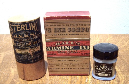 THREE CONTAINERS OF INK IN POWDERED FORM w/ labels | eBay