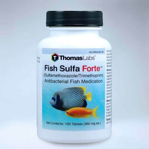 Thomas Labs Fish Sulfa Forte Antibacterial Aquarium Treatment 100 Count ...
