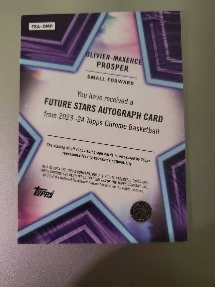 2024 Topps Chrome Basketball Dallas Mavericks Olivier Maxence Prosper ...