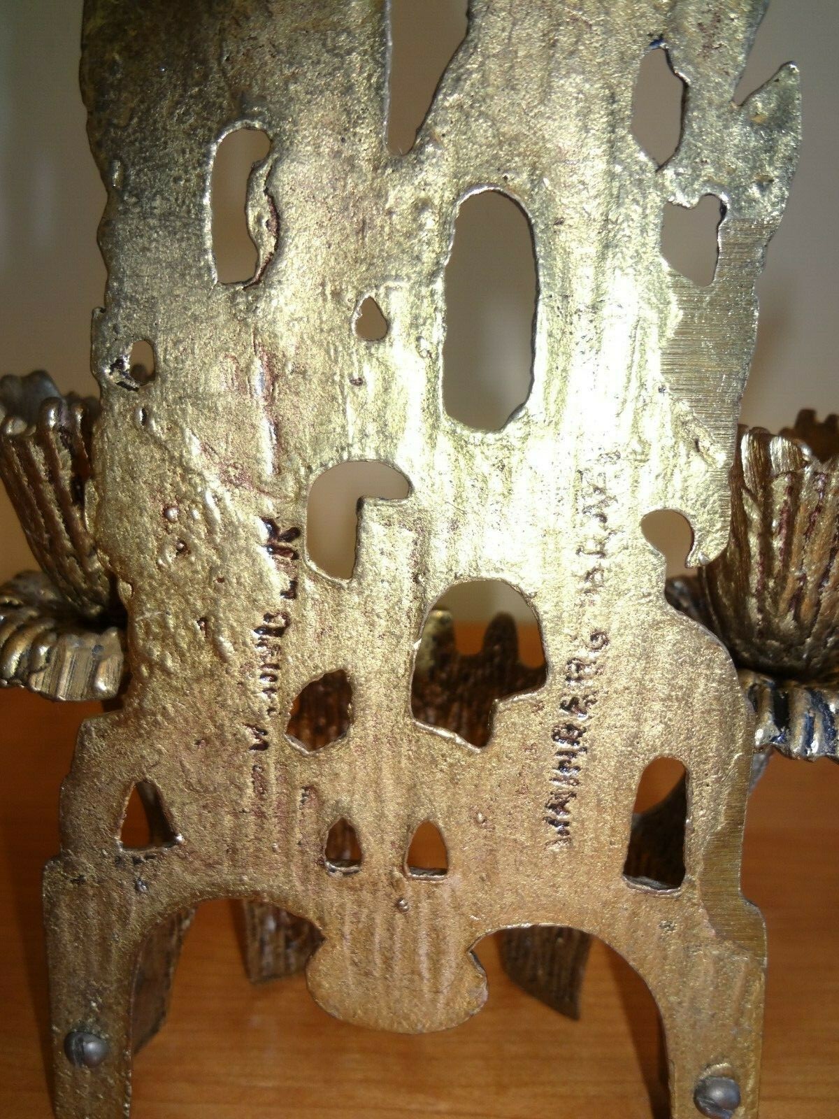 VTG Wainberg Brutalist Judaica Shabbat Candle Holders Brass Finish ...