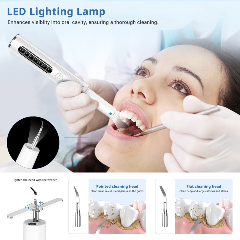 Ultrasonic Tooth Cleaner Tartar Plaque Remover Electric Dental Whiten ...