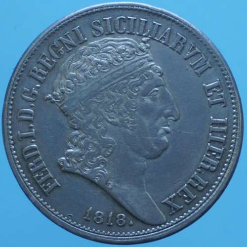 NAPOLI FERDINANDO I PIASTRA DA 120 GRANA 1818 ARGENTO SILVER COIN ...