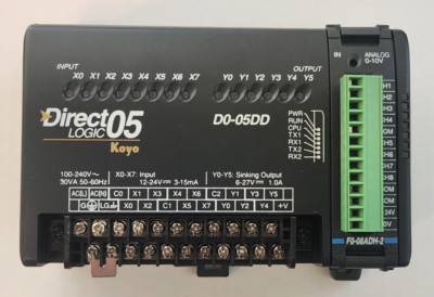 Automation Direct Logic 05D0-05DD PLC Controller w/t F0-08ADH-2 Analog ...