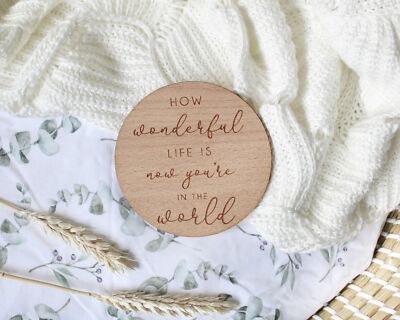 Baby Arrival Sign | Hello My Name Is l Engraved Baby Name Plaque | Wood ...
