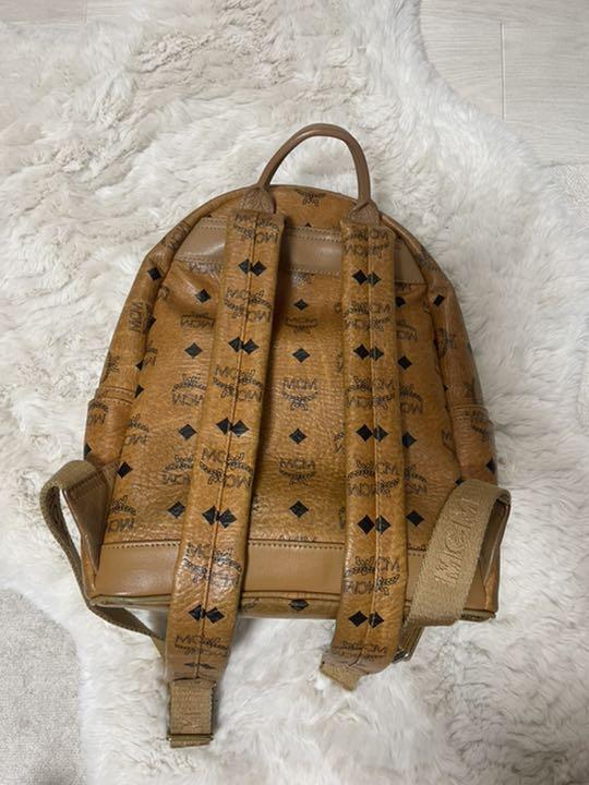 MCM Backpack Cognac Brown Visetos Monogram Canvas Lea… - Gem