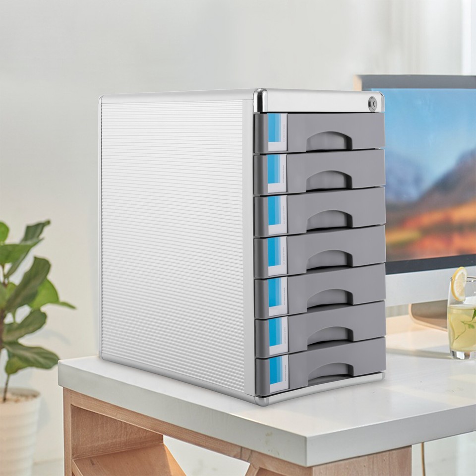 4/5/7 Drawer Desktop File Cabinet Storage Filing Cabinet w/ Label Lock ...