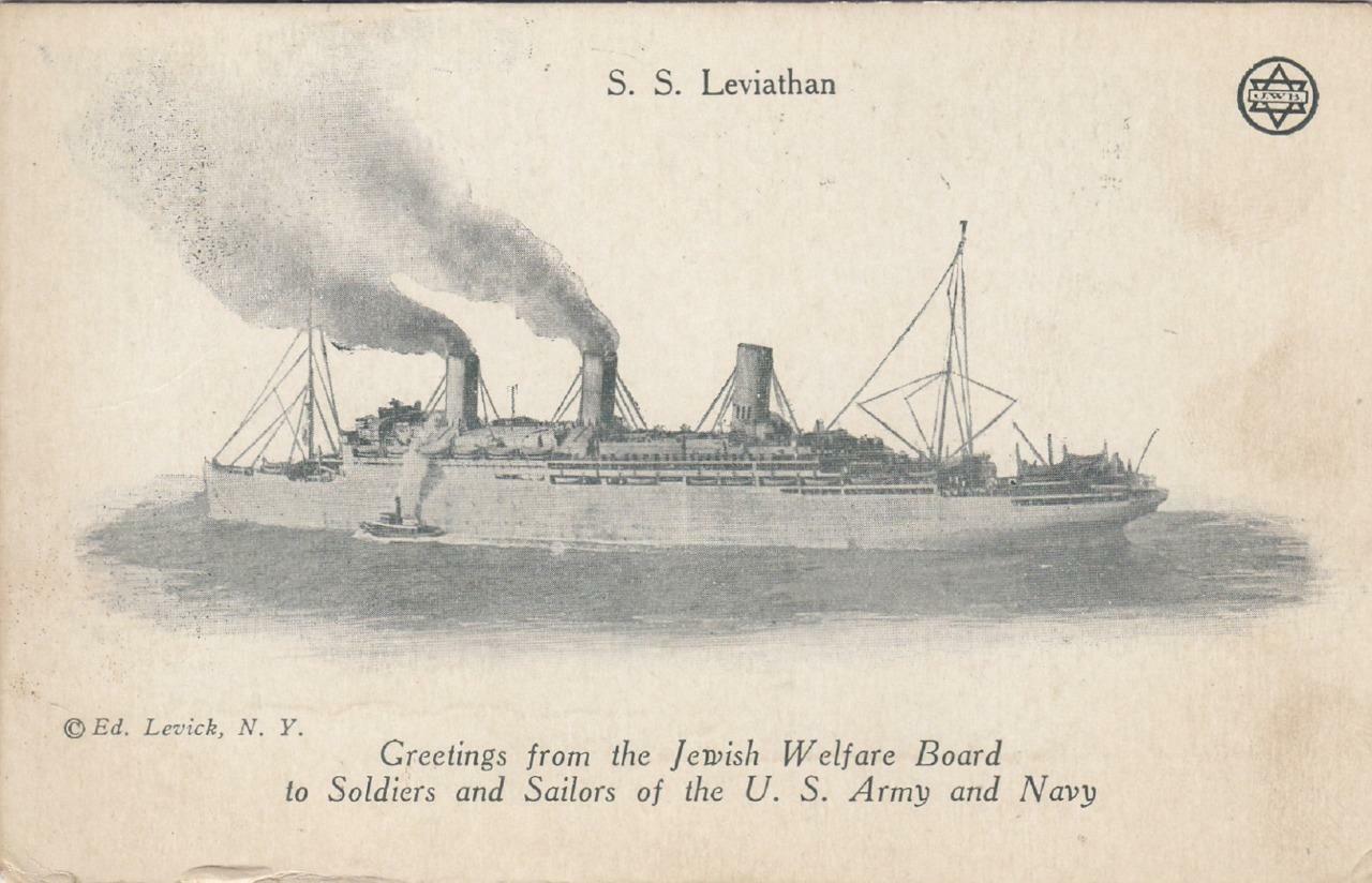 1919, WW1: JWB Card, S.S. Leviathan to Chicago, IL, See Remark (N6244 ...