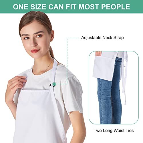 2 Pack 3 Pockets Adjustable Bib Apron Chef Kitchen Cooking Polyester White | eBay