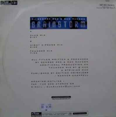 George Dee & Dan Racoon Brainstorm Vinyl Single 12inch NEAR MINT House ...