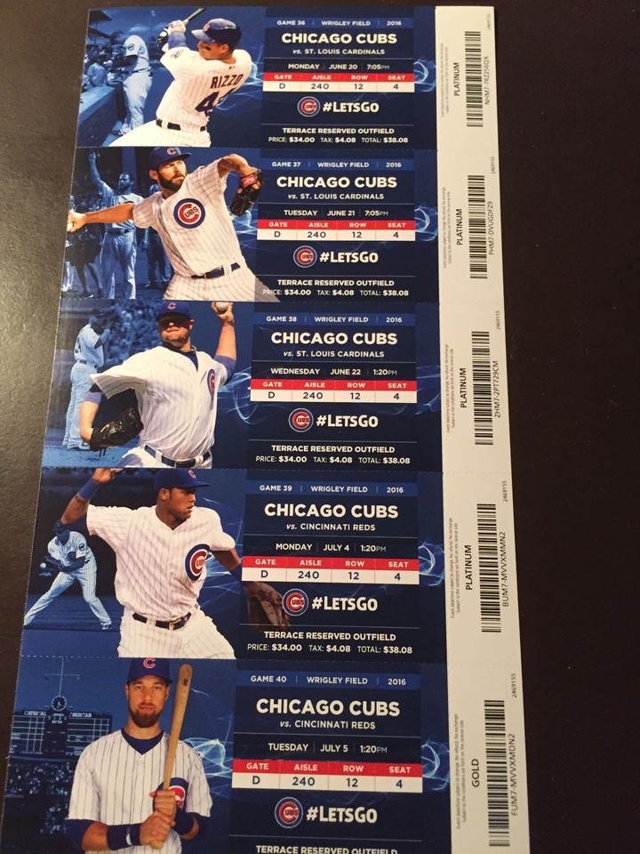 Chicago Cubs 2016 MLB ticket stubs - One ticket - SEE LISTING | eBay