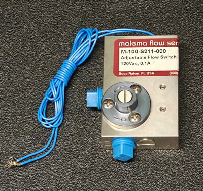 New Malema Flow Sensor M-100-S211-00 Adjustable Flow Switch 120v 0.1A ...