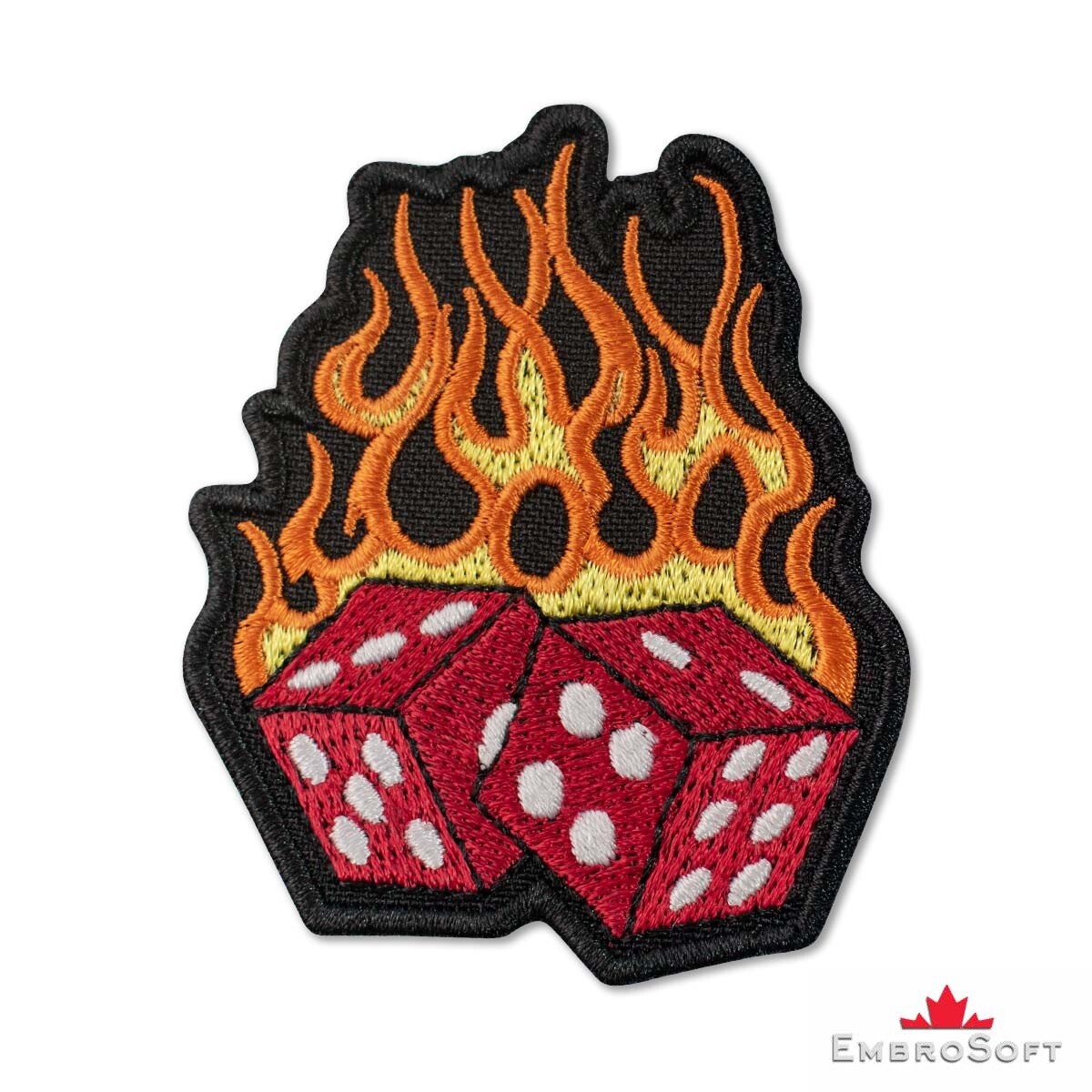 Dice on Fire Flames Flaming Gambling Symbol Embroidered Patch Iron On 2 ...