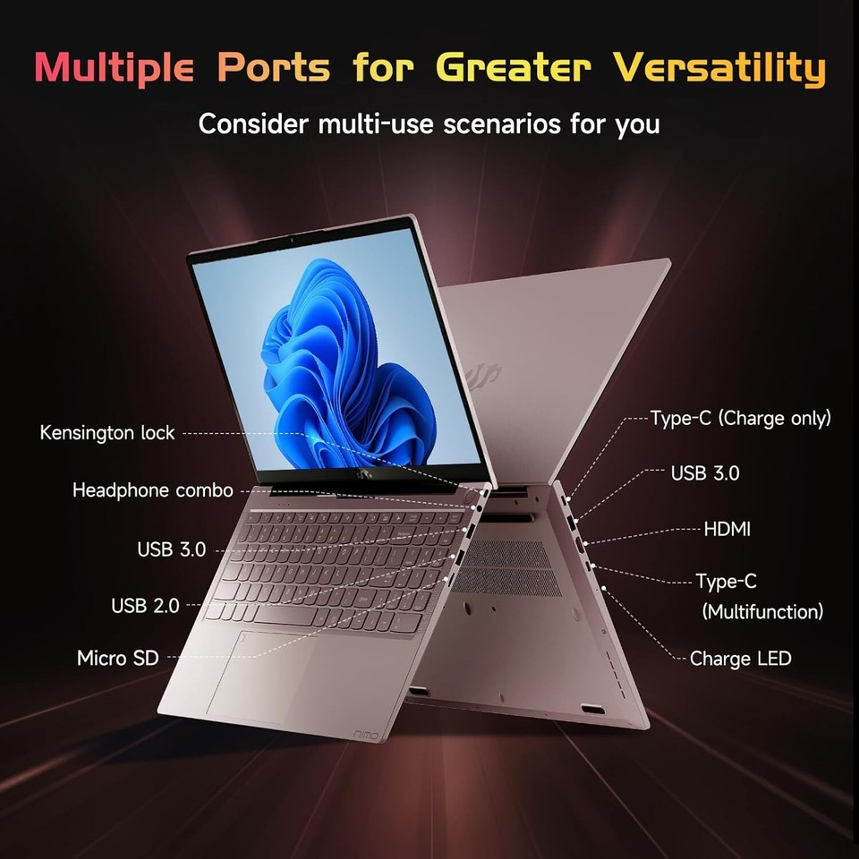 NIMO 15.6 FHD Student Laptop 16GB RAM 1TB SSD N100 Backlit Keyboard ...