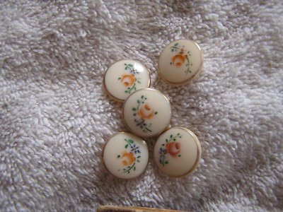 Lot of 5 Buttons Painted Rose | eBay