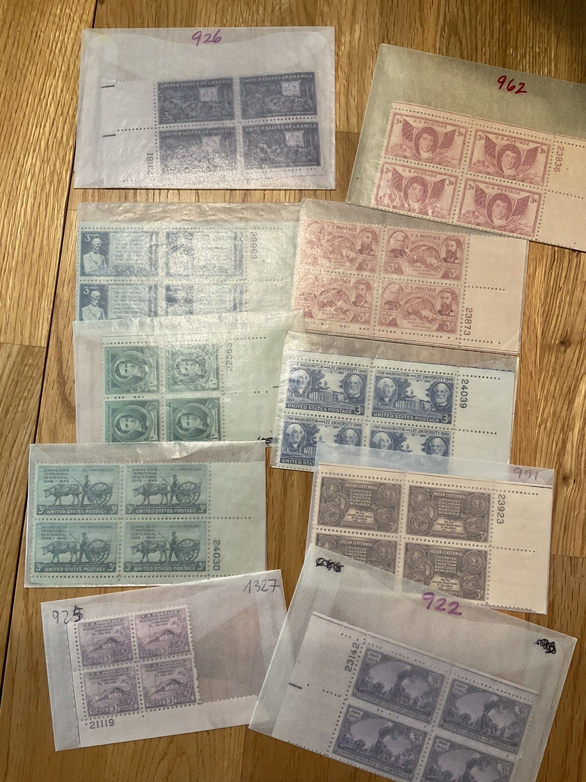 US PLATE BLOCK Stamp Collection Lot of 25 Blocks MNH Most 3¢ ~ SEE ...