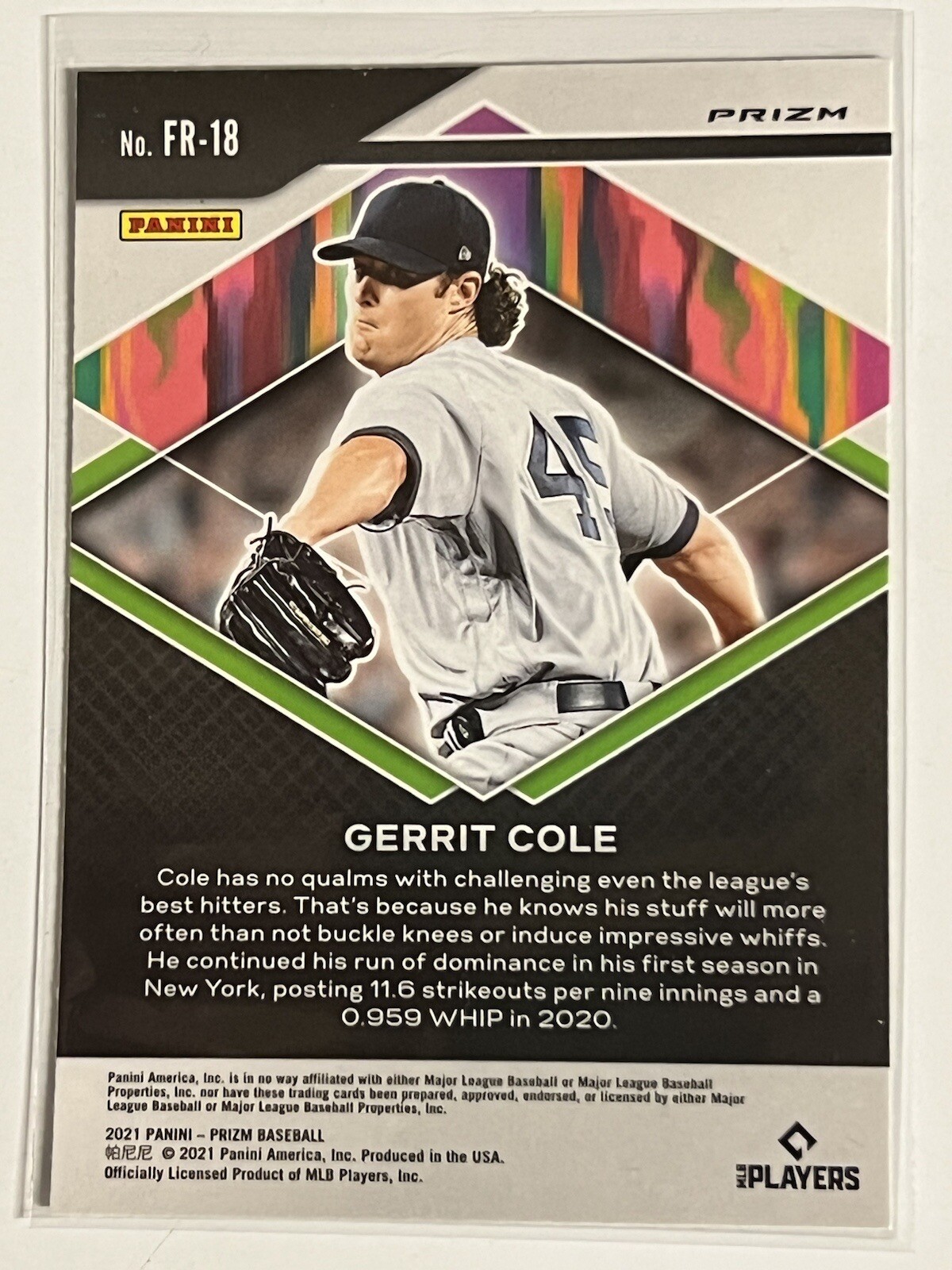 2021 Panini Prizm Baseball GERRIT COLE #FR-18 GREEN PRIZM Yankees ...