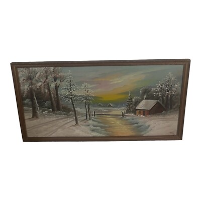 Stunning Original Oil Painting Signed Fitz Cabin in Woods | eBay
