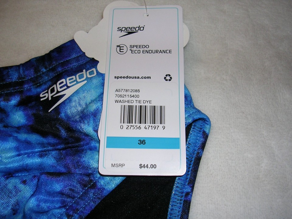 SPEEDO REPREVE ECO ENDURANCE - BLUES - "WASHED TIE DYE" PATTERN - SIZE ...