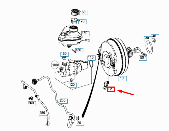 MERCEDES-BENZ C W205 BRAKE BOOSTER PRESSURE SENSOR A0009051701 ORIGINAL ...