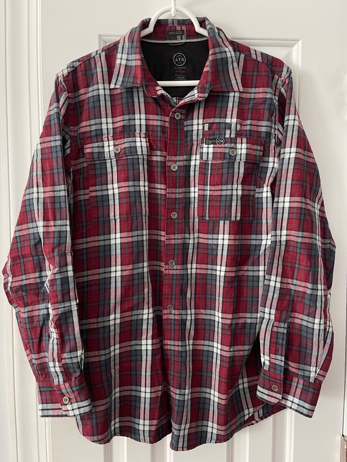 Wrangler ATG All Terrain Gear Red Plaid Long Sleeve S… - Gem