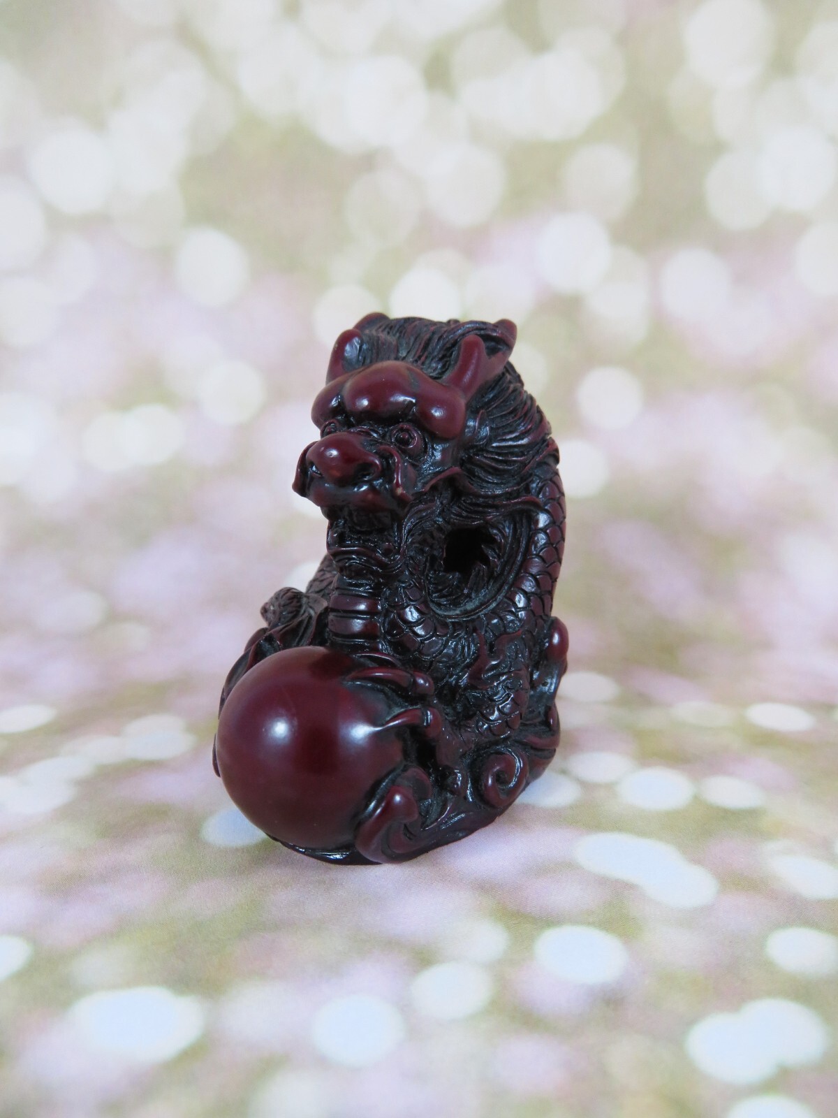 Mini Chinese Dragon Sculpture Red Resin Statue Feng Shui 2.25 Inches ...