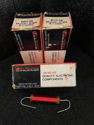 3ea BELL INDUSTRIES/J.W. Miller RFC-28 24uH 25 - 40MHz R.F. Choke **NOS ...