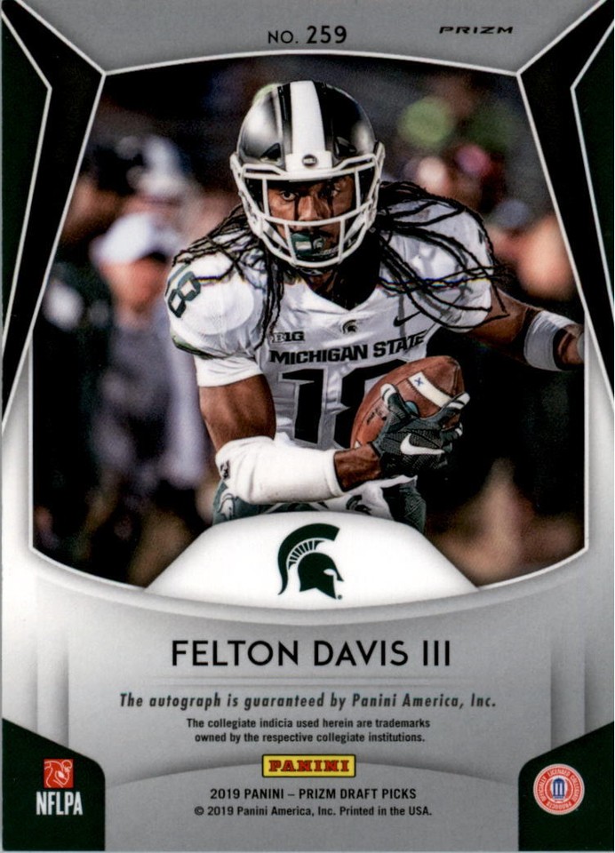 2019 Panini Prizm Draft Picks Autograph Prizms #259 Felton Davis III ...