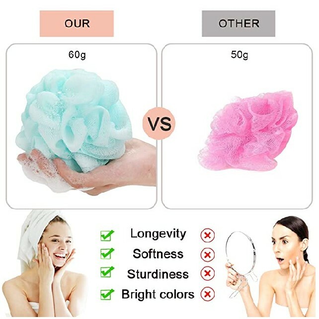 3 PK rainbow color Loofah Bath Sponge Shower Pouf Ball Double Mesh | eBay