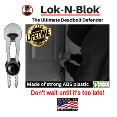 Lok N Blok Deadbolt Lock Defender device front door lock protection | eBay