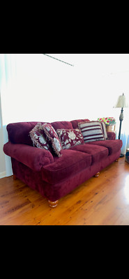 Red floral sofa with recliner chair to match | eBay